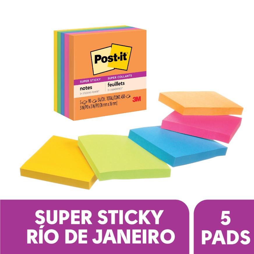 Post It Notas Adhesivas 654 Multicolor 76mmx76mm 5 X 90 Und Soeasy